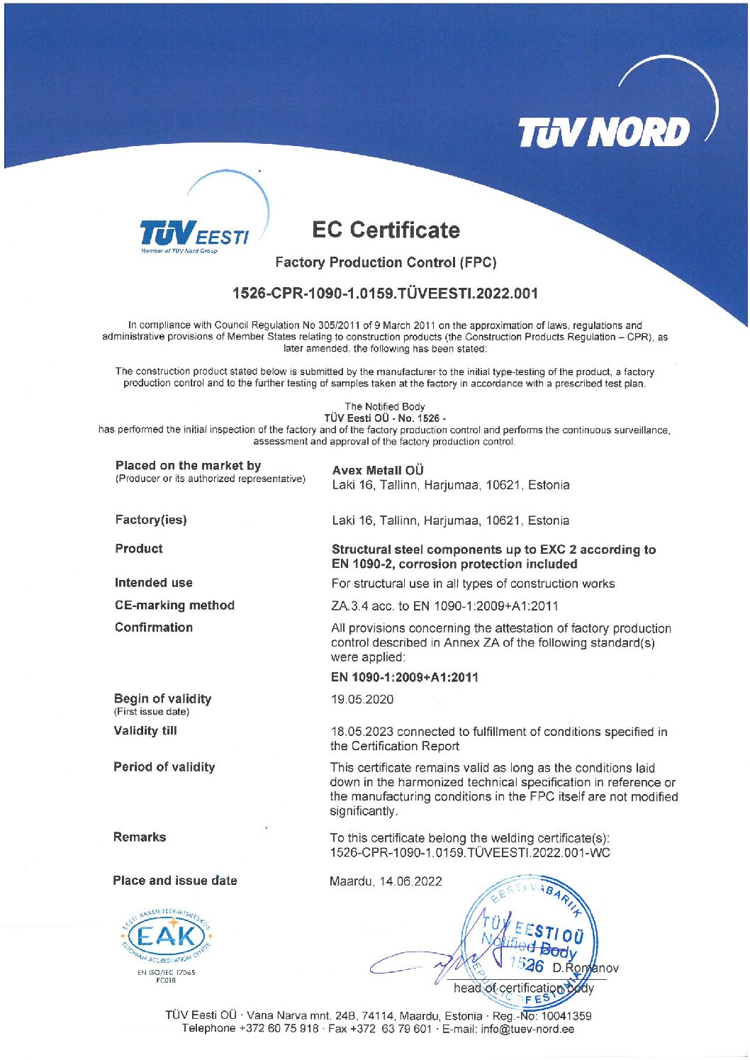 Avex Metall - steel construction subcontractor in Estonia